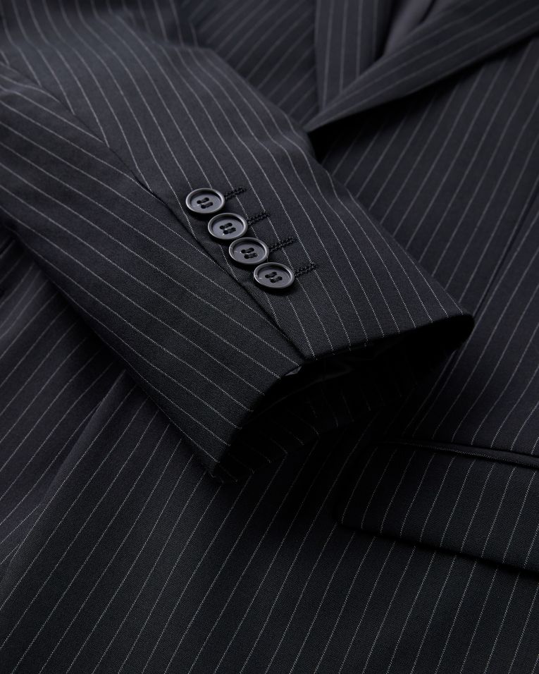 Hollywood Suit Black Pinstripe Wool Modern Fit Suit